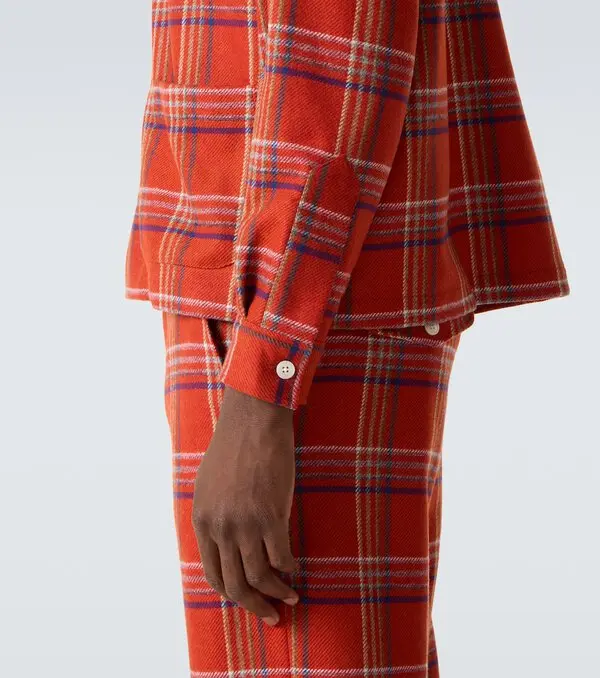 BODE Gable Plaid Wool Flannel Overshirt - Red