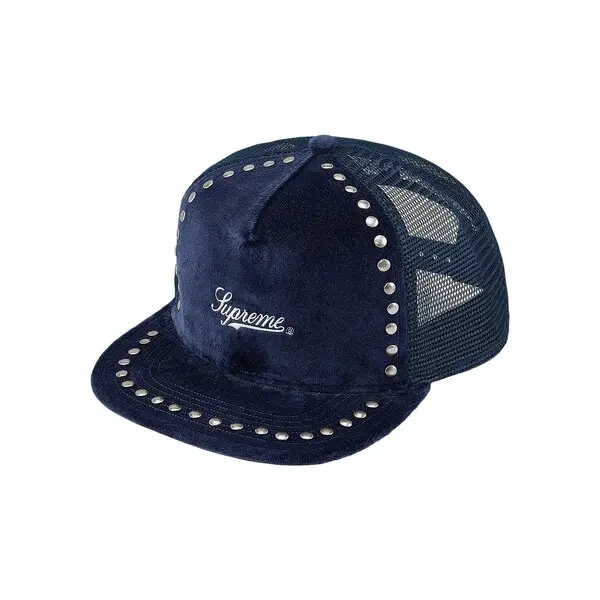 Supreme Studded Velvet Mesh Back 5-panel - Blue