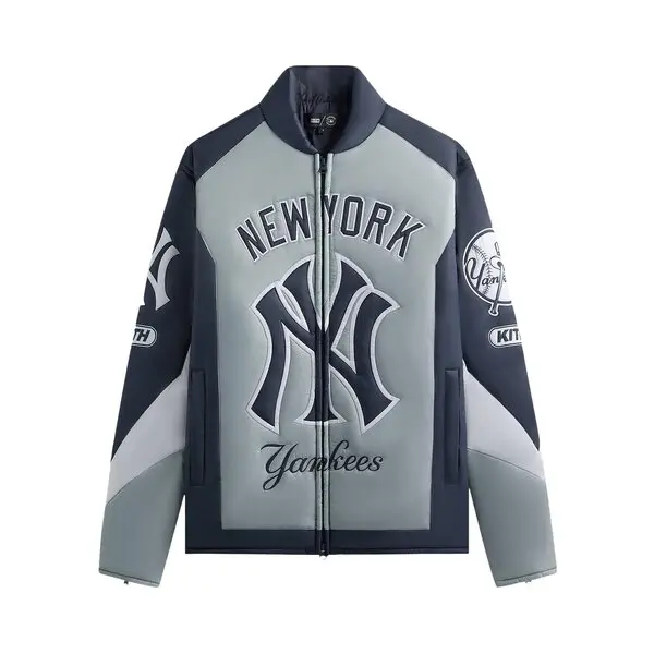Kith For The New York Yankees Zip Brixton Puffed Shirt Jacket - Blue
