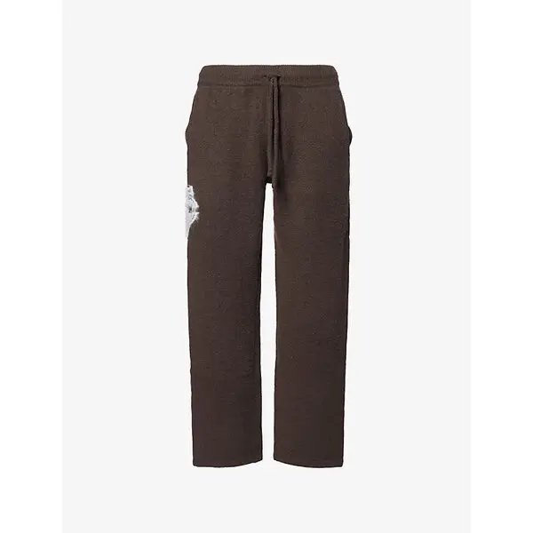 THE COUTURE CLUB Monogram Emblem Wide-leg Knitted Jogging Bottoms - Brown