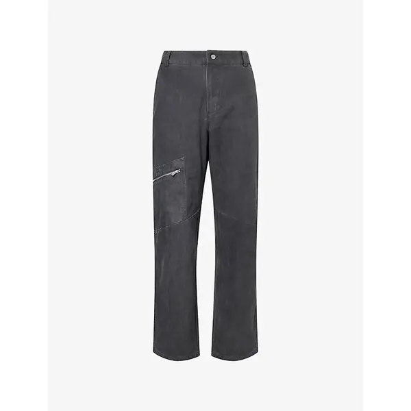 REPRESENT Workwear Wide-leg Cotton Trousers - Washed Black