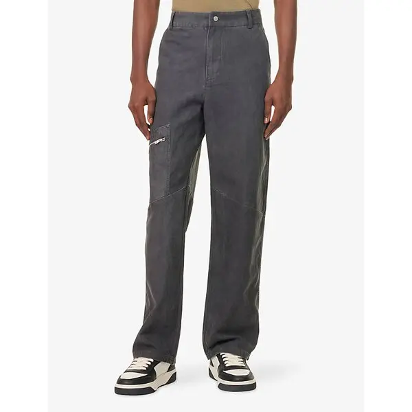 REPRESENT Workwear Wide-leg Cotton Trousers - Washed Black