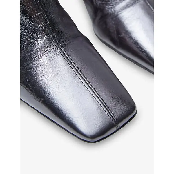 JOSEPH Metallic Leather Heeled Ankle Boots - Anthracite