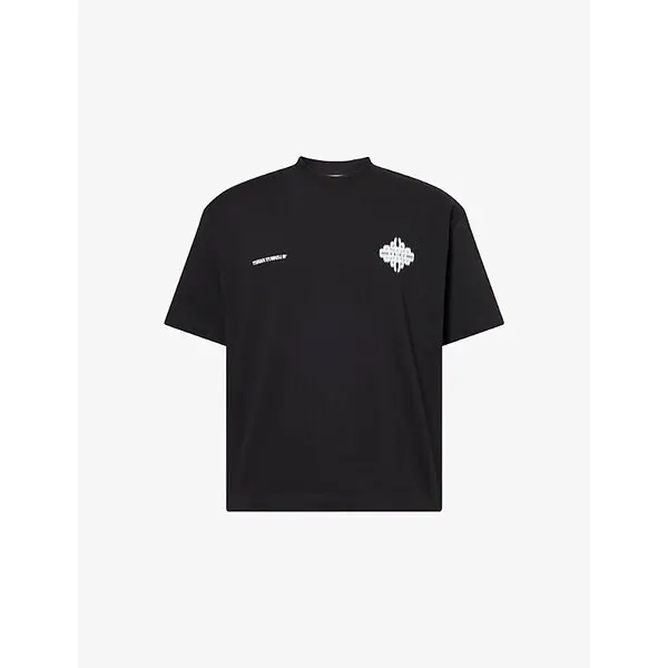 THE COUTURE CLUB Motion-blurred Emblem Short-sleeve Cotton T-shirt - Black