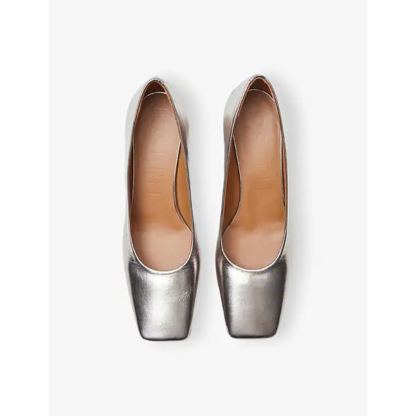 JOSEPH Metallic Leather Heeled Pumps