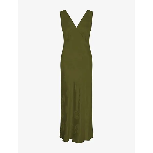 OMNES Iris Floral Jacquard Woven Maxi Dress - Pear Green