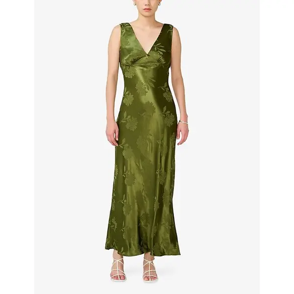 OMNES Iris Floral Jacquard Woven Maxi Dress - Pear Green