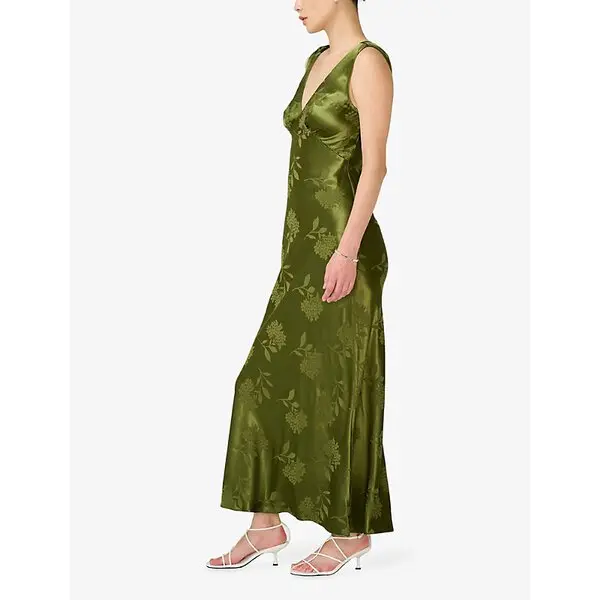 OMNES Iris Floral Jacquard Woven Maxi Dress - Pear Green