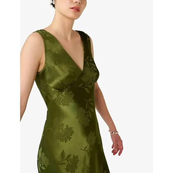 OMNES Iris Floral Jacquard Woven Maxi Dress - Pear Green
