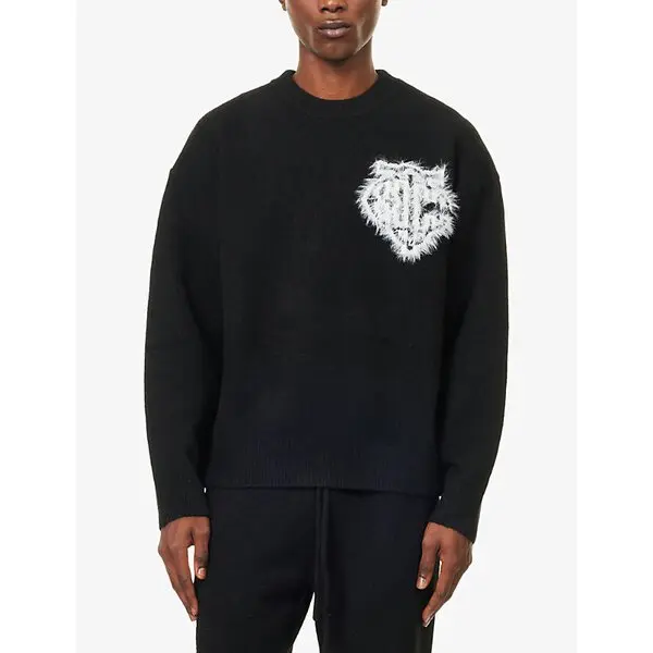 THE COUTURE CLUB Fluffy Emblem Knitted Jumper