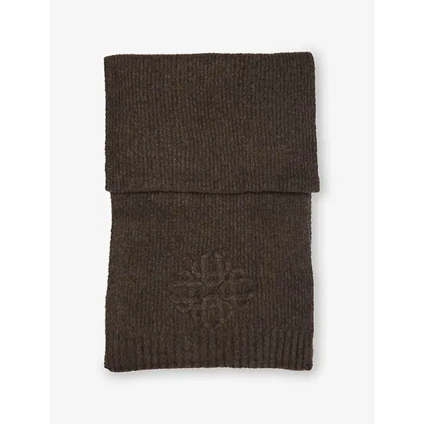 THE COUTURE CLUB Emblem Knit Scarf - Chocolate