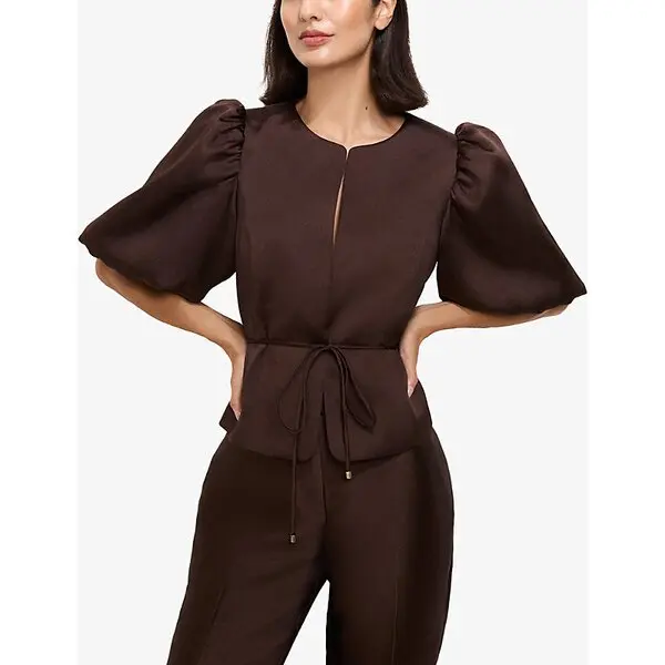 PHASE EIGHT Ivy Puff-sleeve Satin Top