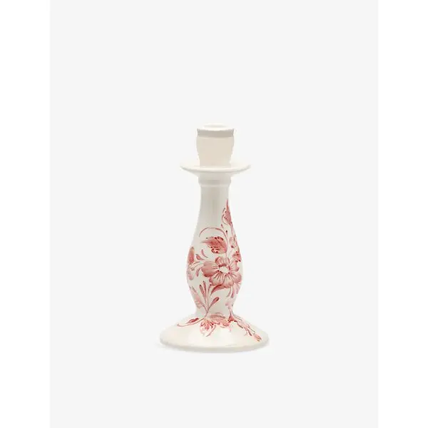 ANNA + NINA Whimsical Rose Earthenware Candleholder - Red