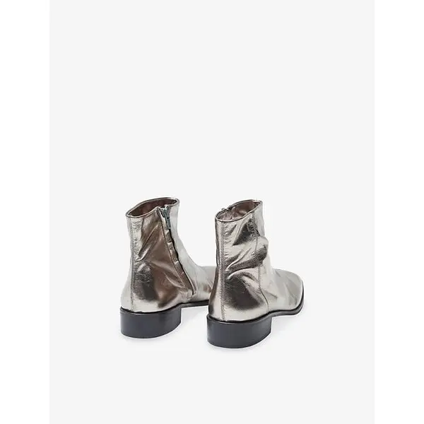 JOSEPH Metallic Leather Ankle Boots