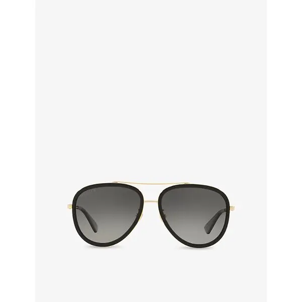 Gucci Gg0062s Pilot-frame Sunglasses - Gold