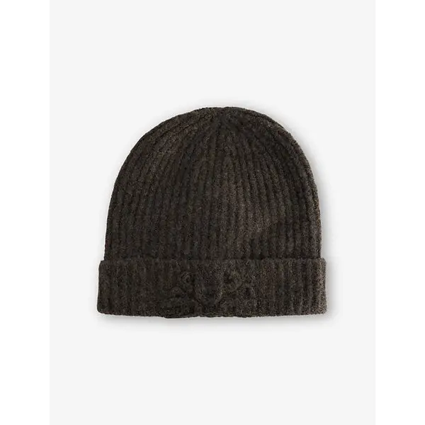 THE COUTURE CLUB Emblem Knit Beanie - Chocolate
