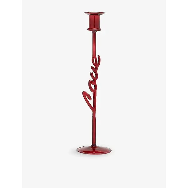 ANNA + NINA Carmine Love Borosilicate Glass Candleholder - Red