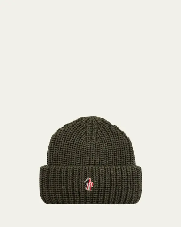 Moncler Rib-knit Wool Beanie - Olive