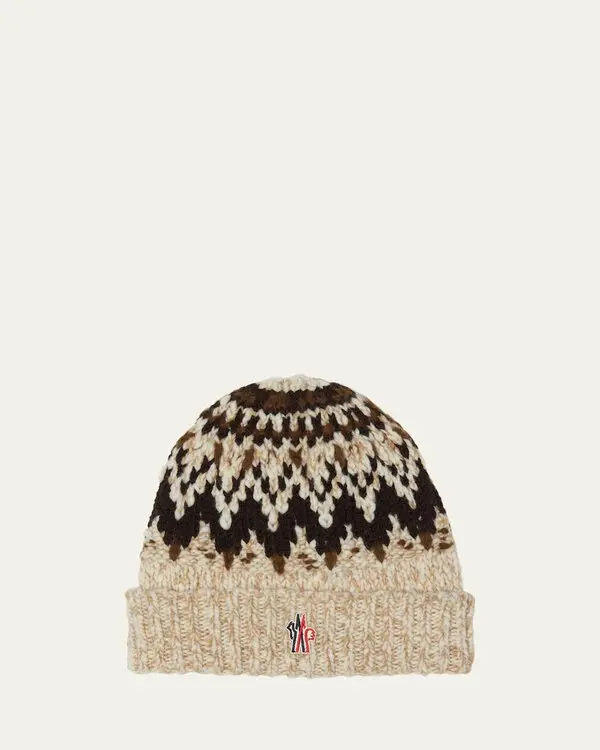 Moncler Fair Isle Knit Beanie - Pastel Brown