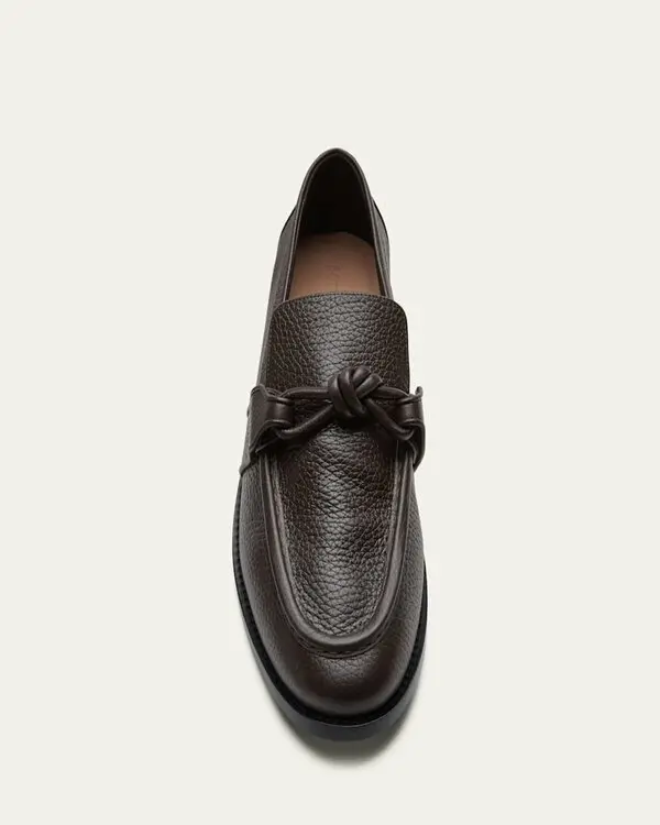 Bottega Veneta Astaire Grainy Leather Knot Loafers - Dk.bitter