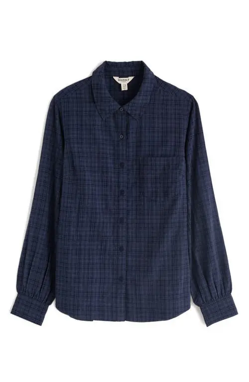 SEASALT CORNWALL Isla Plaid Organic Cotton Blend Shirt - Maritime