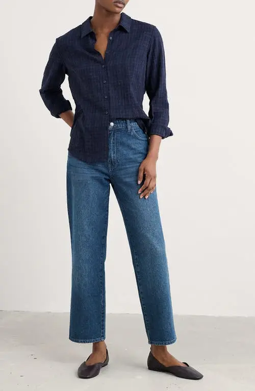 SEASALT CORNWALL Isla Plaid Organic Cotton Blend Shirt - Maritime