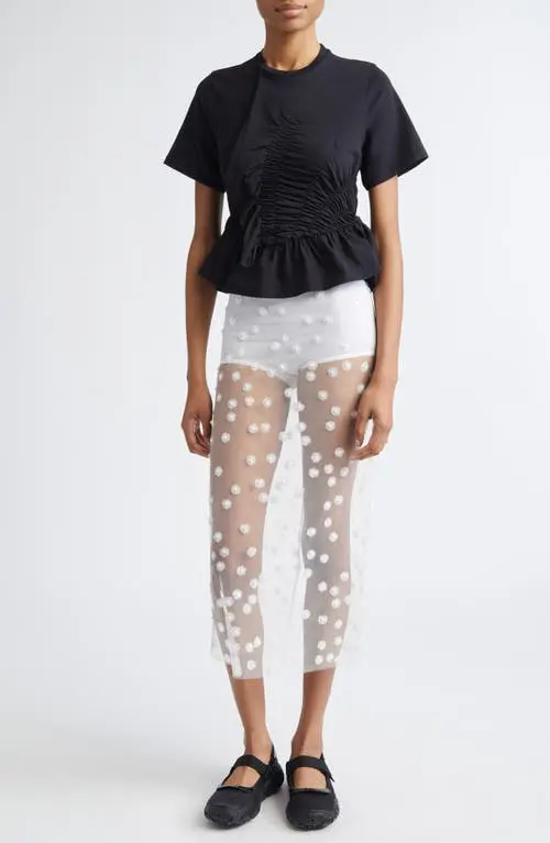 Cecilie Bahnsen Ace Smocked Jersey Peplum T-shirt - Black