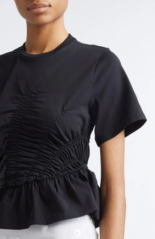 Cecilie Bahnsen Ace Smocked Jersey Peplum T-shirt - Black