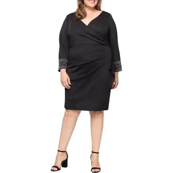 Alex Evenings Embellished Scuba Crepe Cocktail Dress