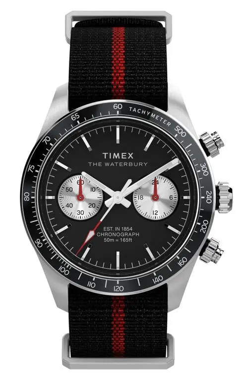 TIMEX® Waterbury Heritage Chronograph Strap Watch - Black
