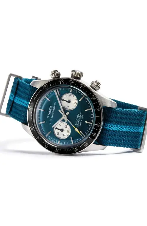 Timex® Waterbury Heritage Chronograph Strap Watch - Blue