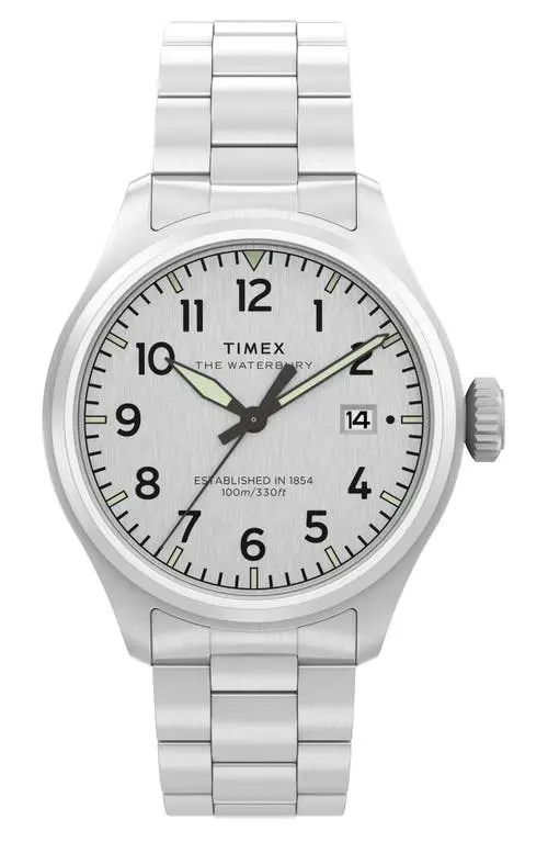 TIMEX® Waterbury Ace Bracelet Strap Watch - Silver