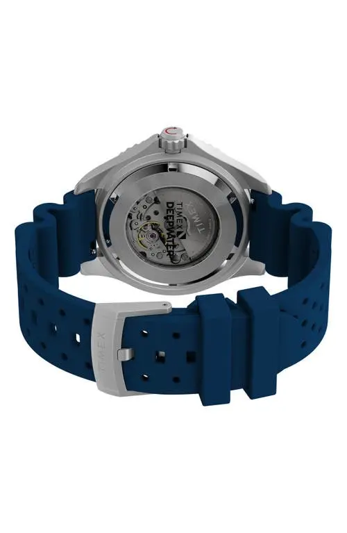 TIMEX® Deepwater Meridian Automatic Rubber Strap Watch - Blue