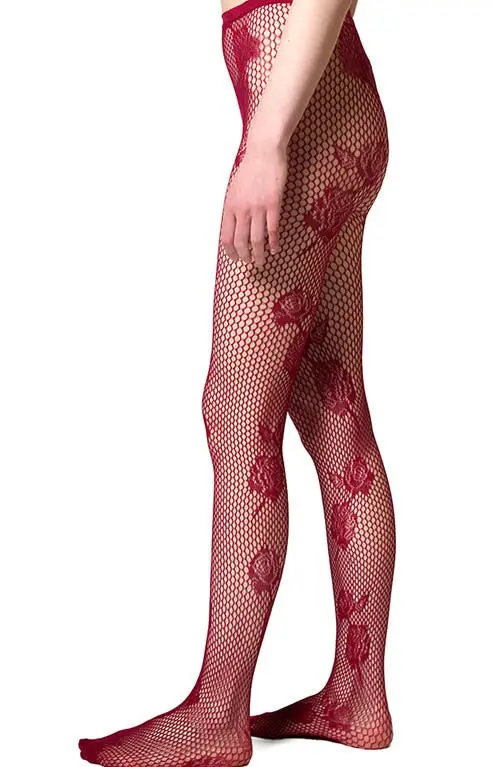 STEMS Rose Mesh Tights - Red