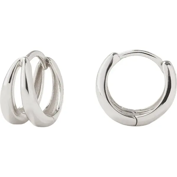 MADE BY MARY Split Huggie Hoop Earrings - Silver