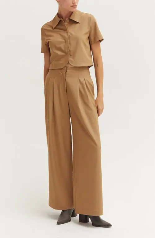 CRESCENT Pleated Wide-leg Trousers