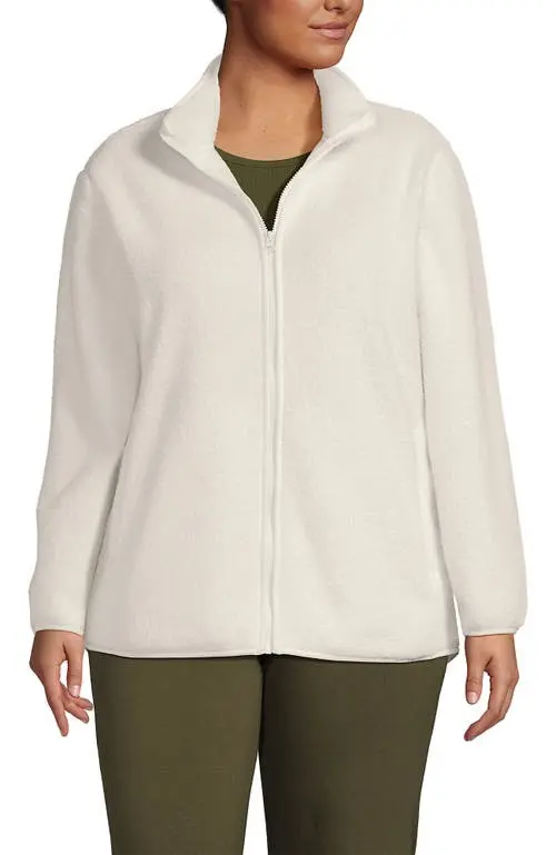 LANDS' END Cozy High Pile Fleece Jacket - Ivory