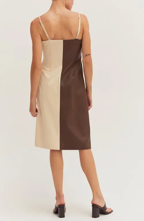 CRESCENT Mixed Media Wrap Midi Dress
