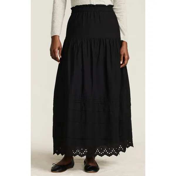 LANDS' END Voile Tiered Eyelet Maxi Skirt