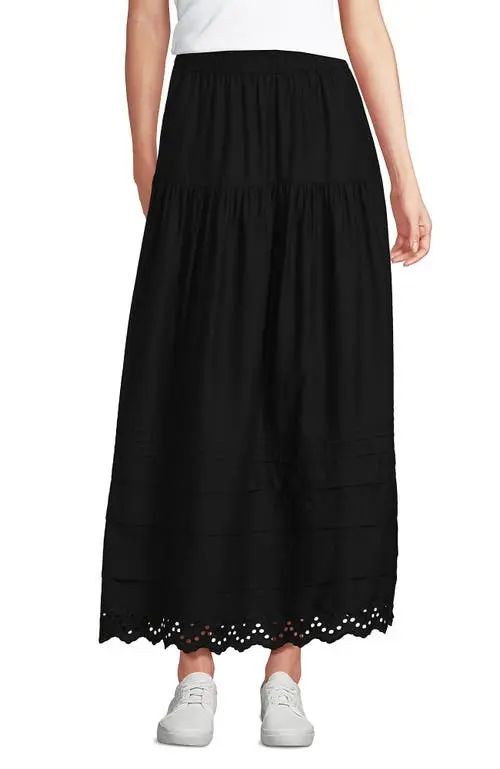 LANDS' END Voile Tiered Eyelet Maxi Skirt