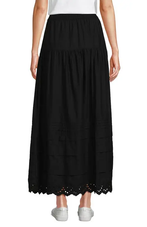 LANDS' END Voile Tiered Eyelet Maxi Skirt
