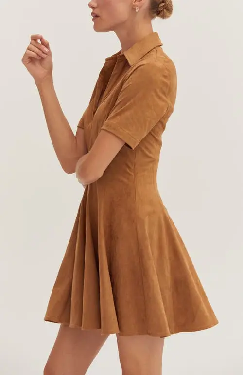 CRESCENT Fit And Flare Suede Mini Dress
