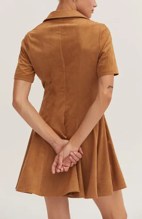 CRESCENT Fit And Flare Suede Mini Dress