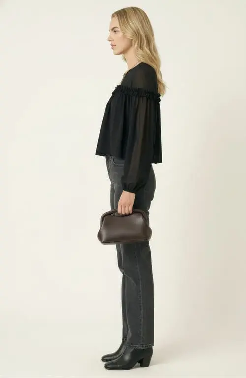 MODENAIRE Sheer Long Sleeve Ruffled Blouse