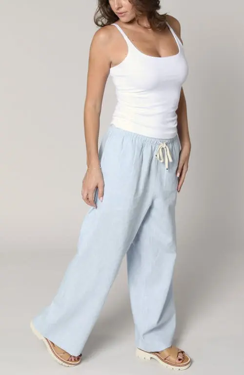 LEISURE LAB Linen Palazzo Pant - Azzuro