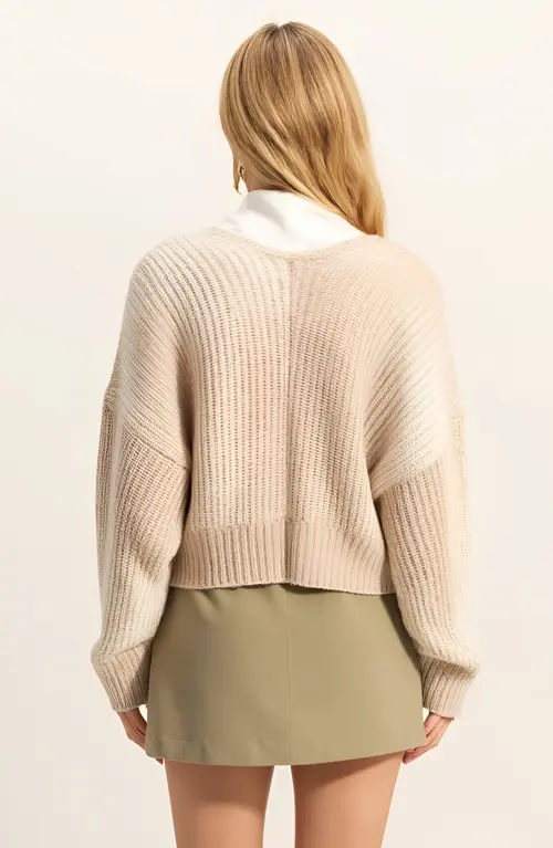 MODENAIRE Ribbed Knit Drop Shoulder Cardigan