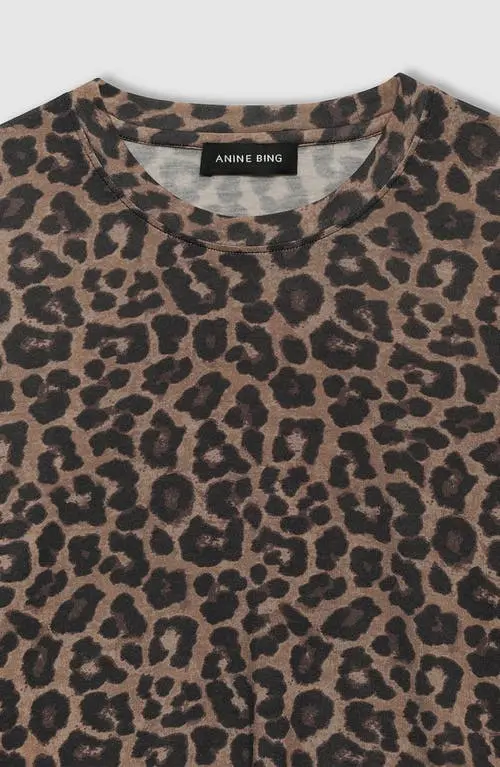 ANINE BING Sylvie Long Sleeve Tee - Black /brown Leopard