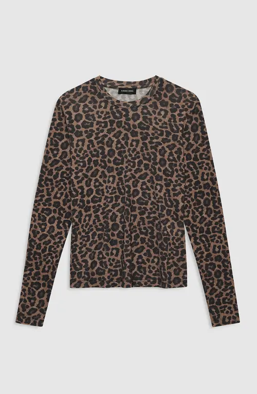 ANINE BING Sylvie Long Sleeve Tee - Black /brown Leopard