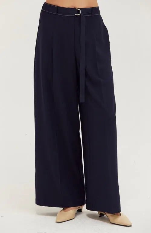 CRESCENT Contrast Stitch Belted Trousers