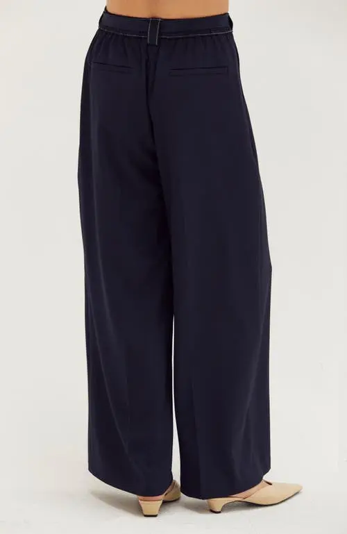 CRESCENT Contrast Stitch Belted Trousers